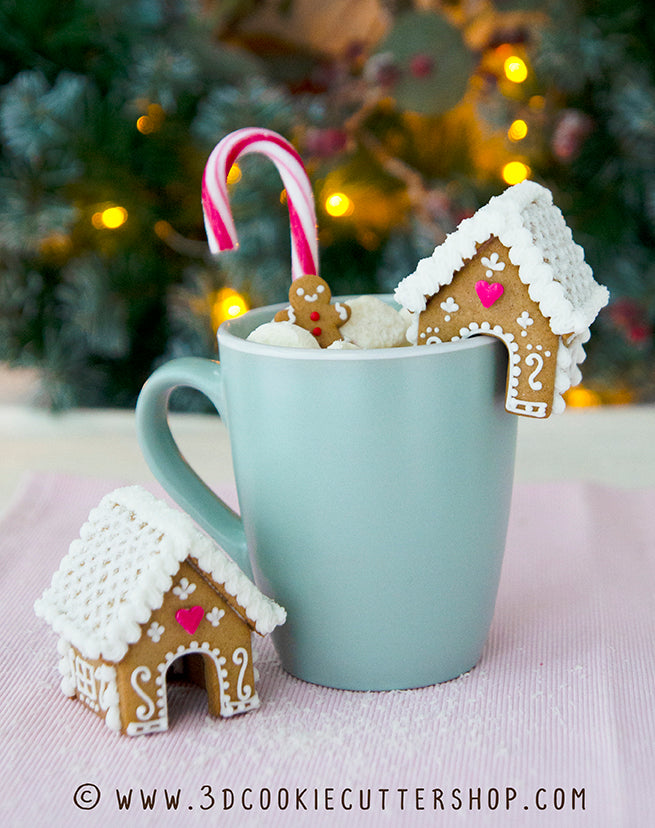 Tiny Gingerbread House Mug Hanger & Gingerbread Man Cookie Cutter Set – 3D Cookie Cutter Shop